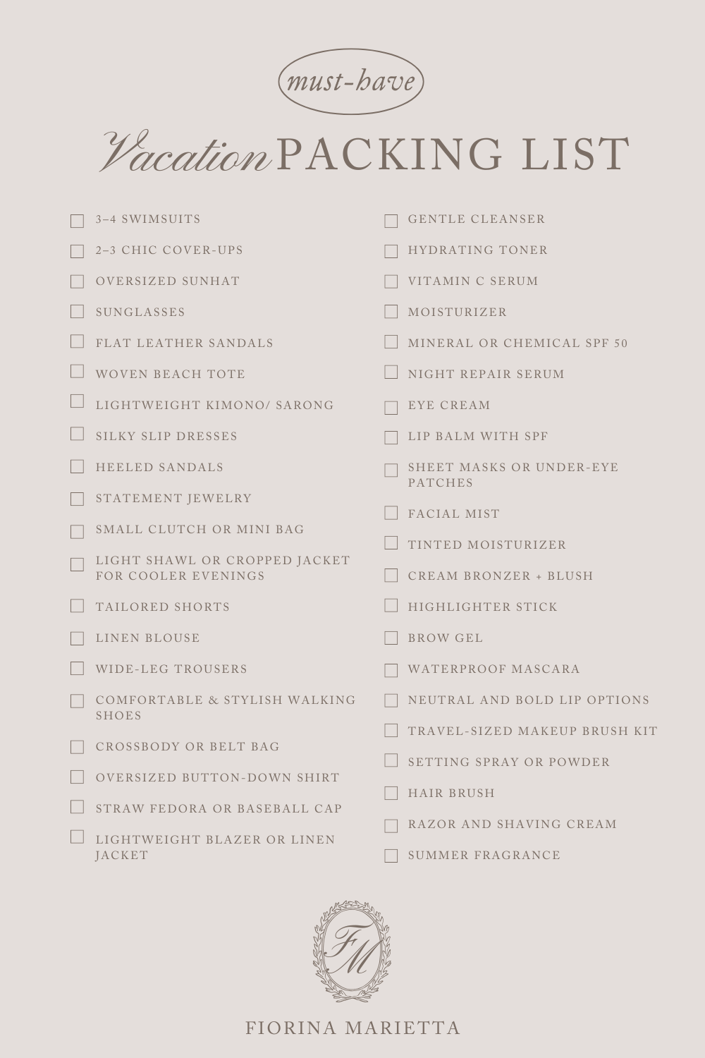 The Ultimate Vacation Packing List